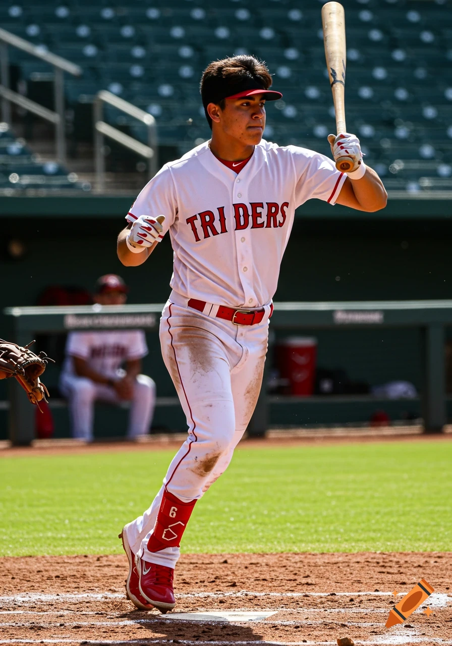 Baseball player at bat on a field. on Craiyon