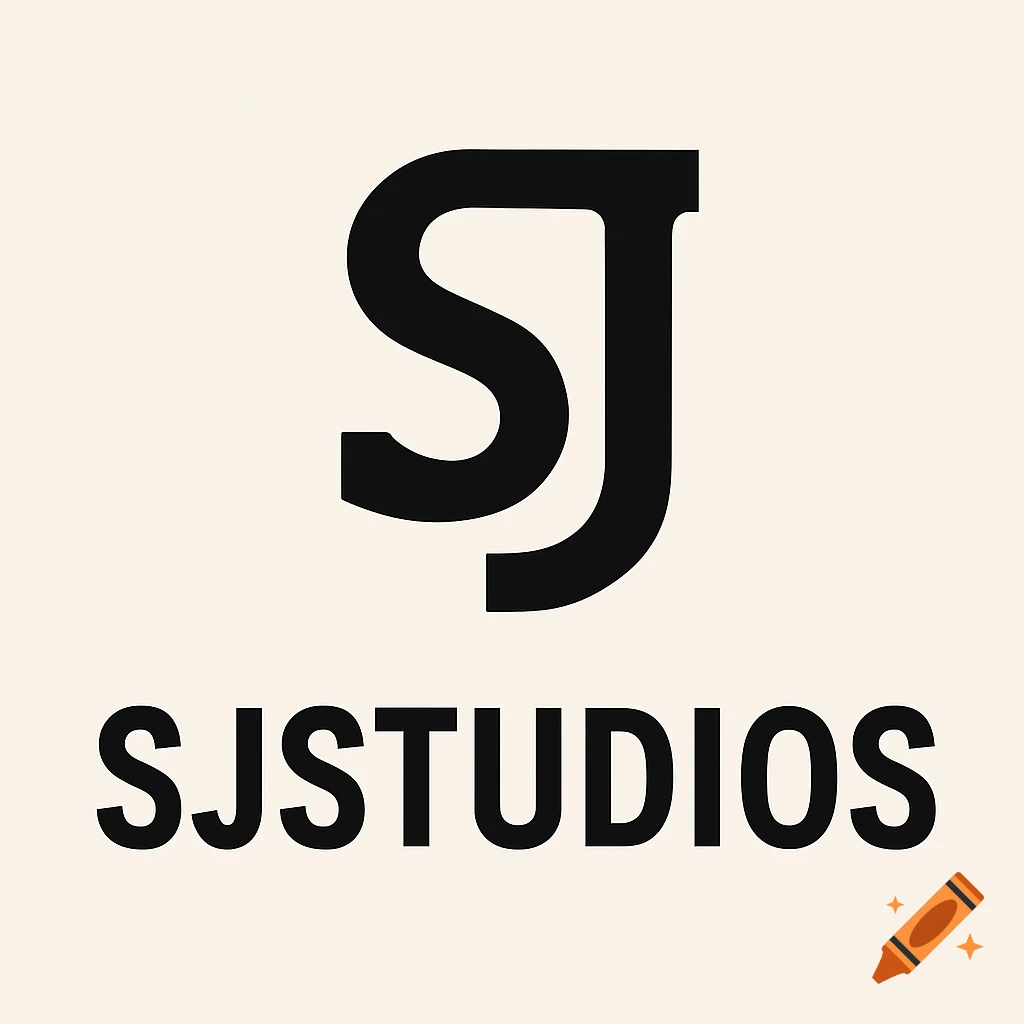 A black SJ symbol above the text SJSTUDIOS on a light background. on ...