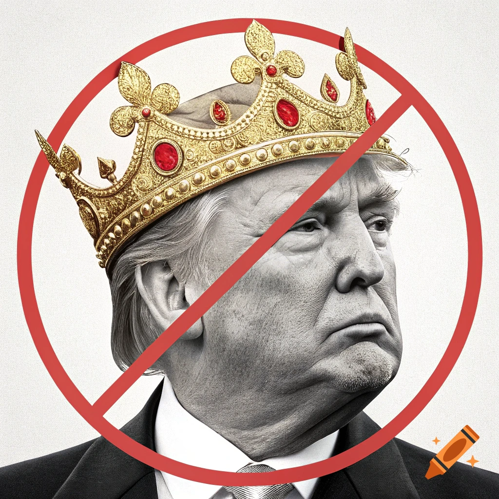 Black and white portrait of Donald Trump wearing a gold crown with a ...