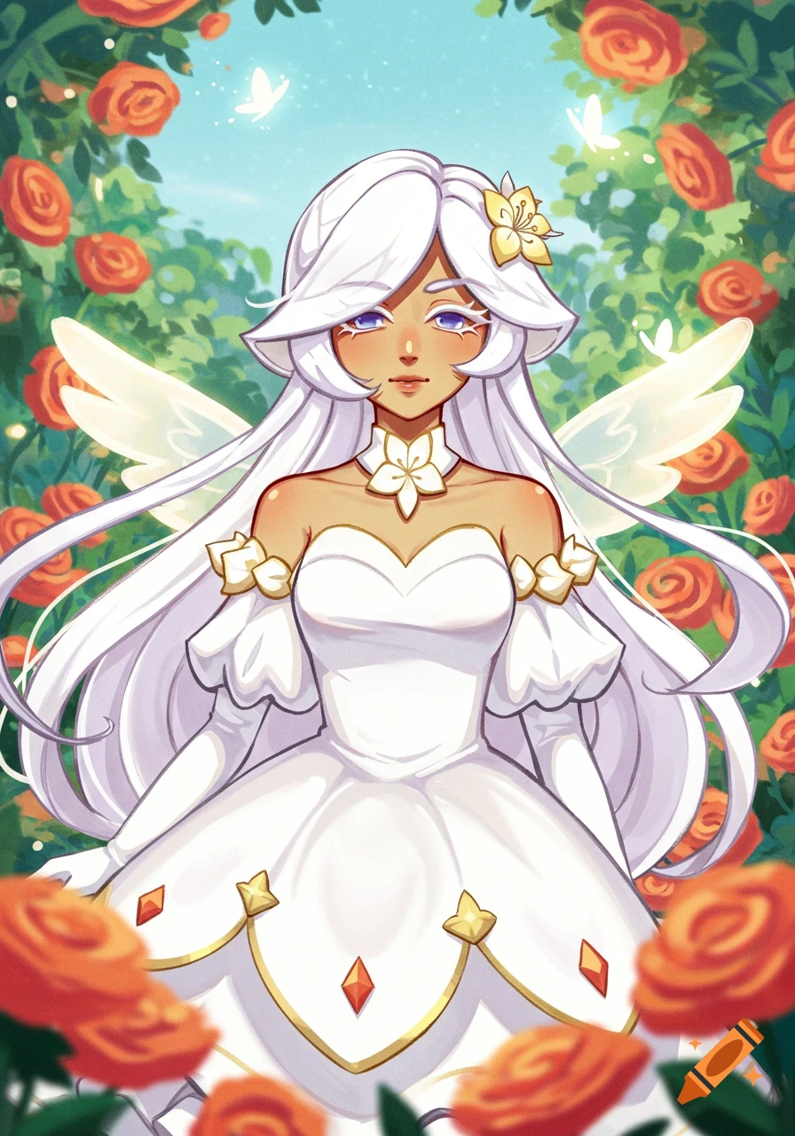 Illustration of White Lily Cookie from Cookie Run Kingdom in a white ...