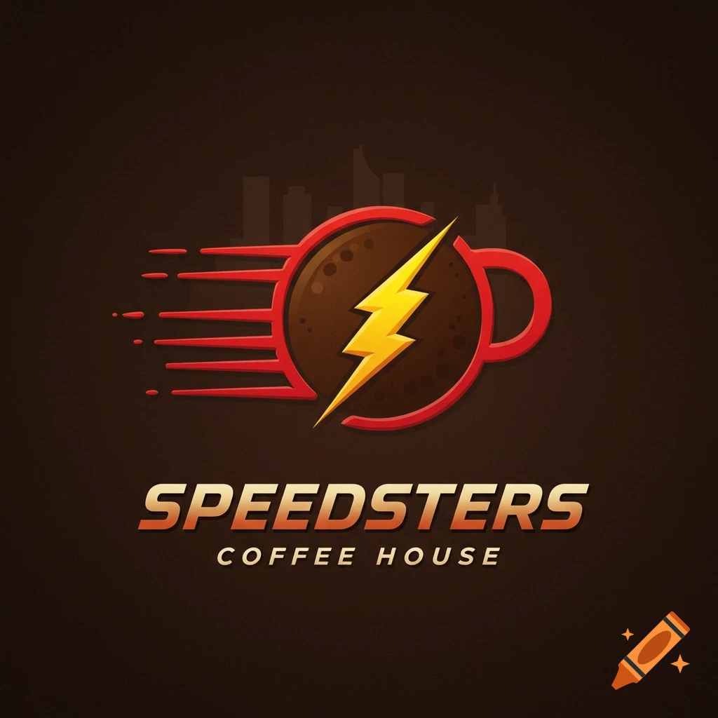 Logo for Speedsters Coffee House showing a coffee cup with a lightning ...
