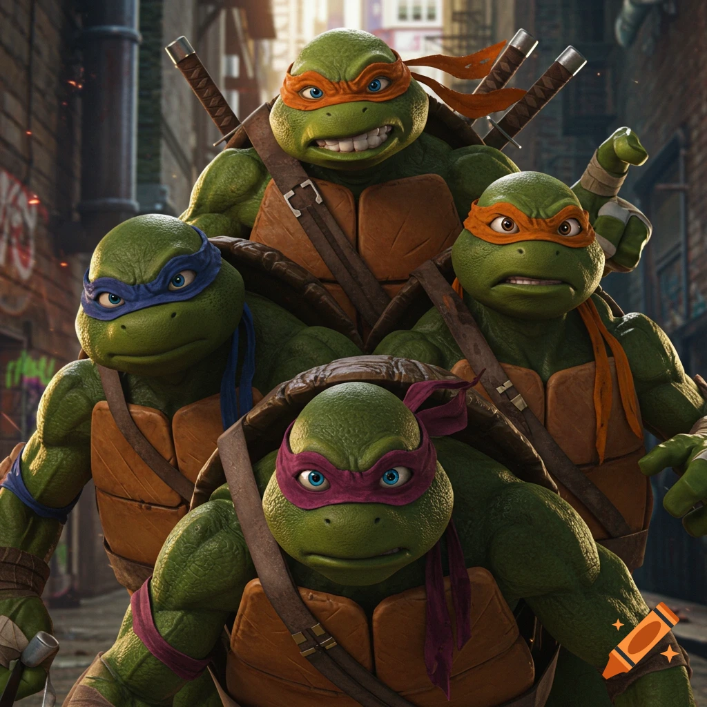 Photorealistic portrait of the four Teenage Mutant Ninja Turtles ...