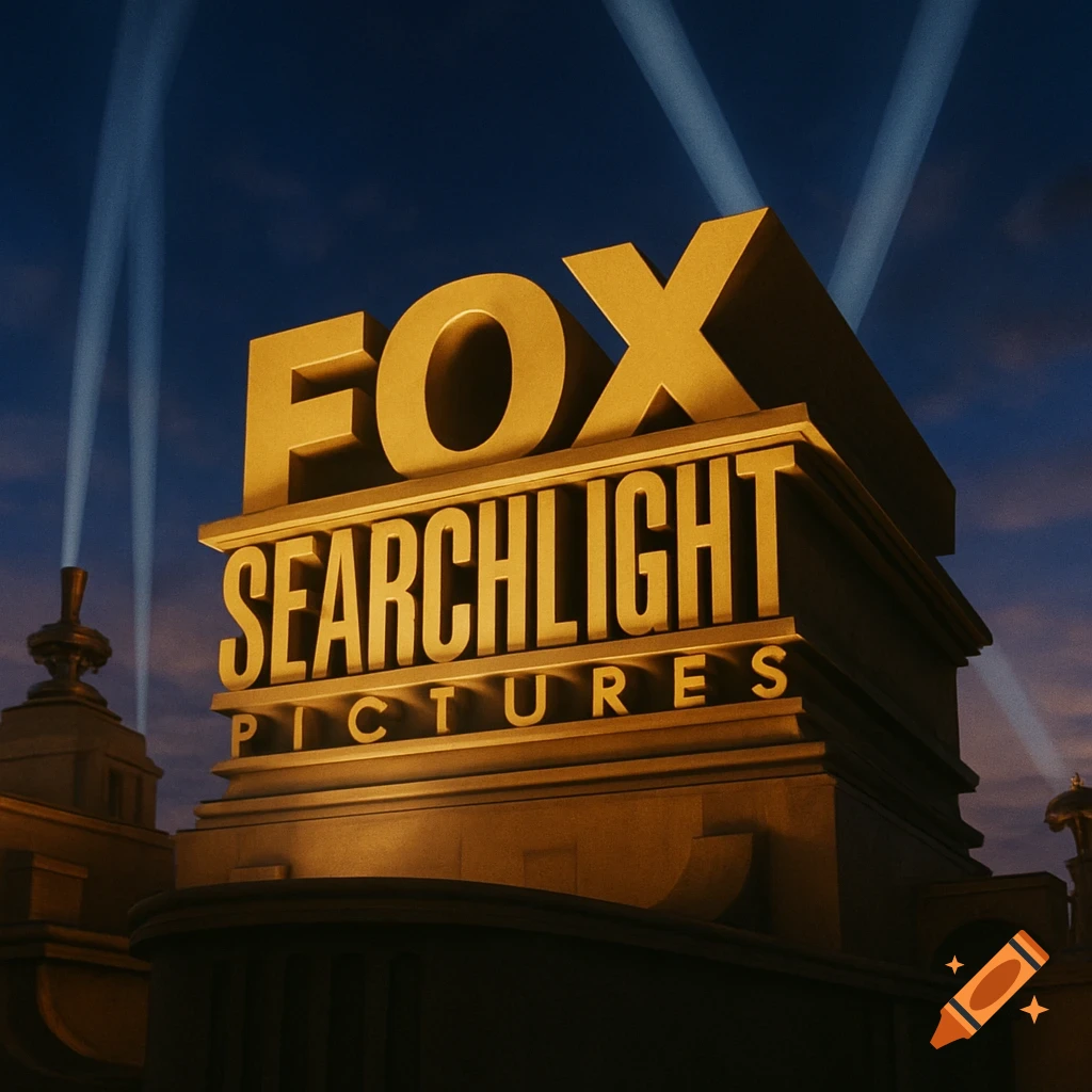 The Fox Searchlight Pictures logo against a sky with searchlights. on ...