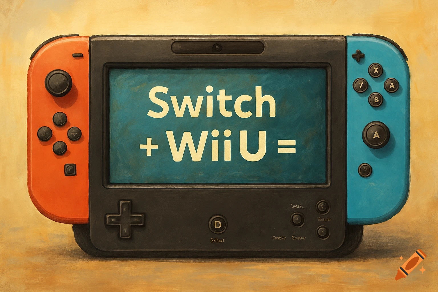 Illustration of a hybrid Nintendo Switch and Wii U console with 'Switch ...