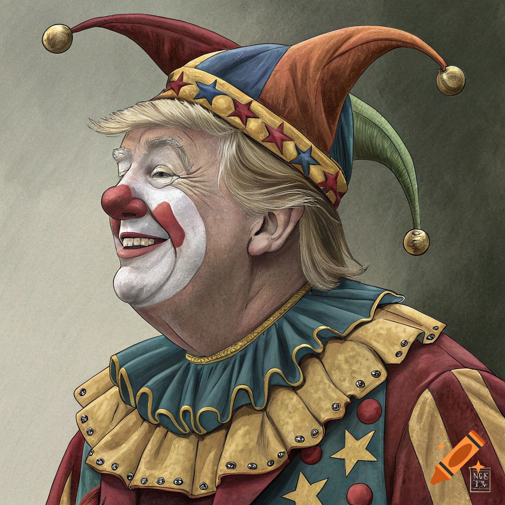 Illustration of a person resembling Donald Trump dressed as a jester ...