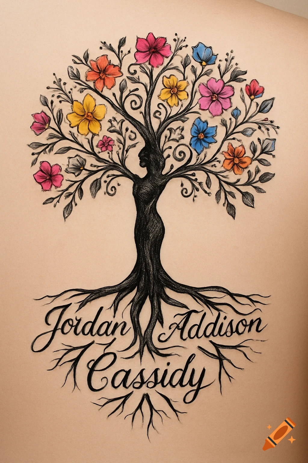 Illustration of a tree of life with a woman's silhouette trunk ...