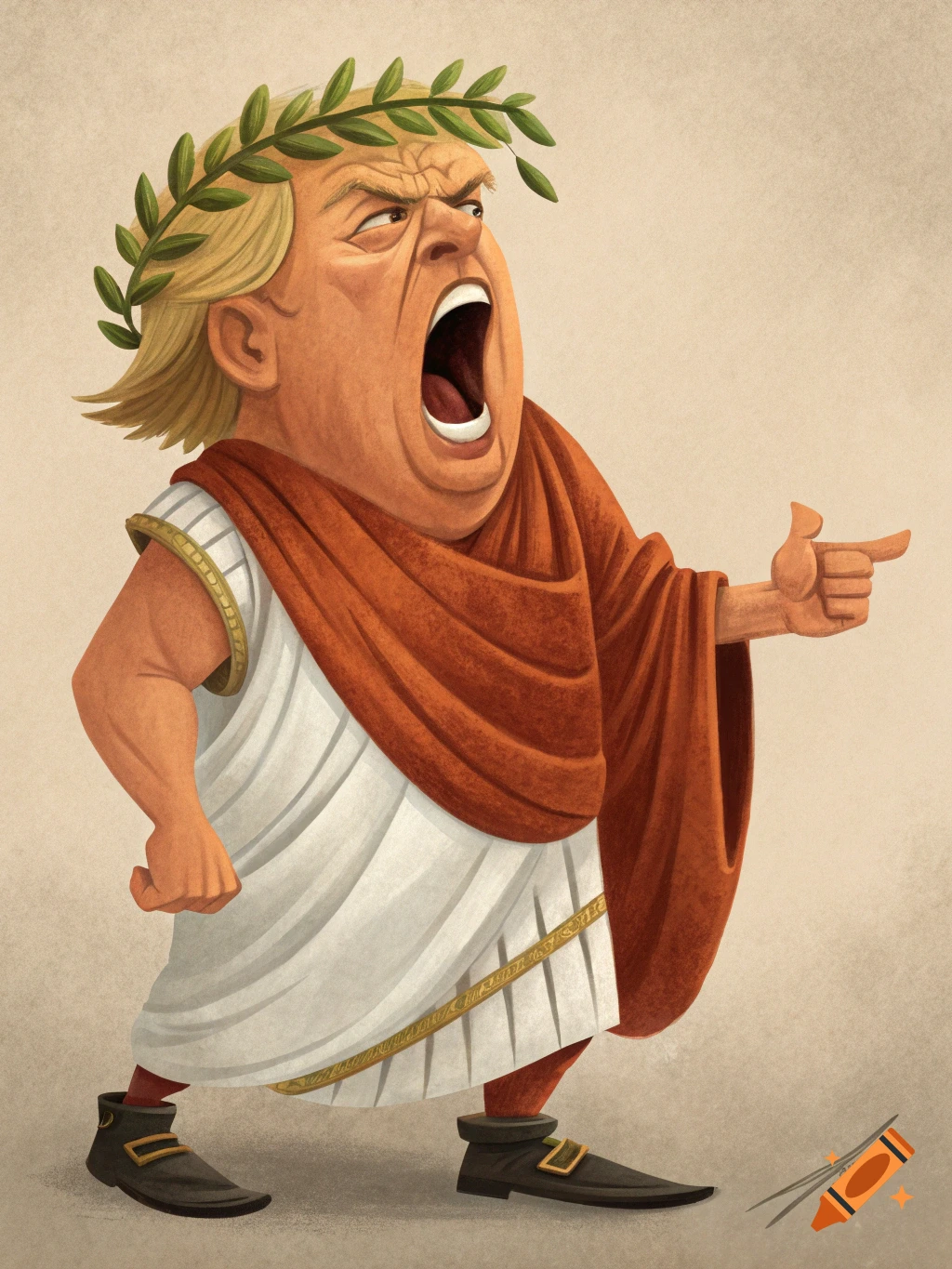 Caricature illustration of Donald Trump dressed as Julius Caesar ...