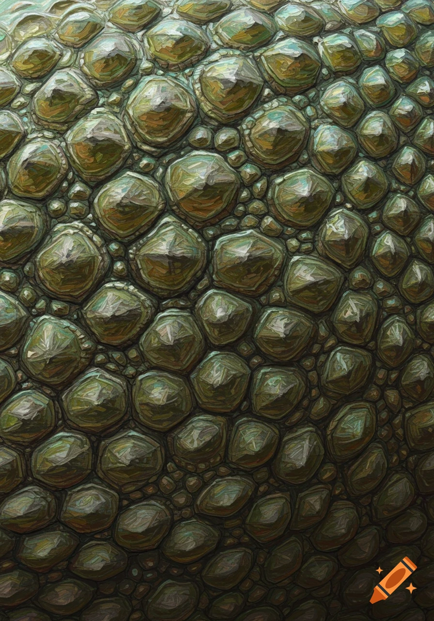 Close-up texture of green and brown reptile scales. on Craiyon