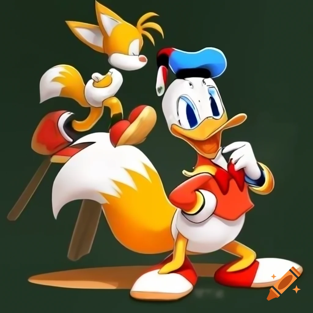 Character design merging features of Tails and Donald Duck on Craiyon