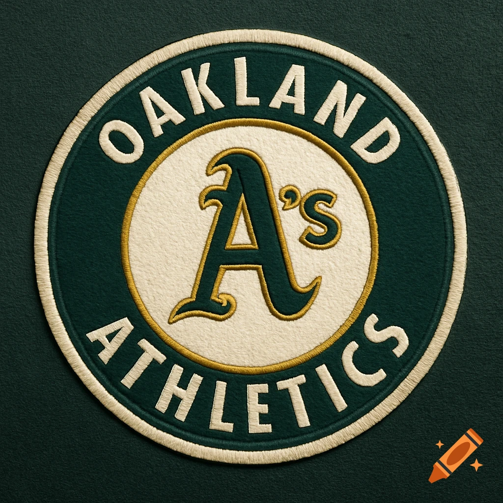 A close-up view of a circular embroidered patch featuring the Oakland ...