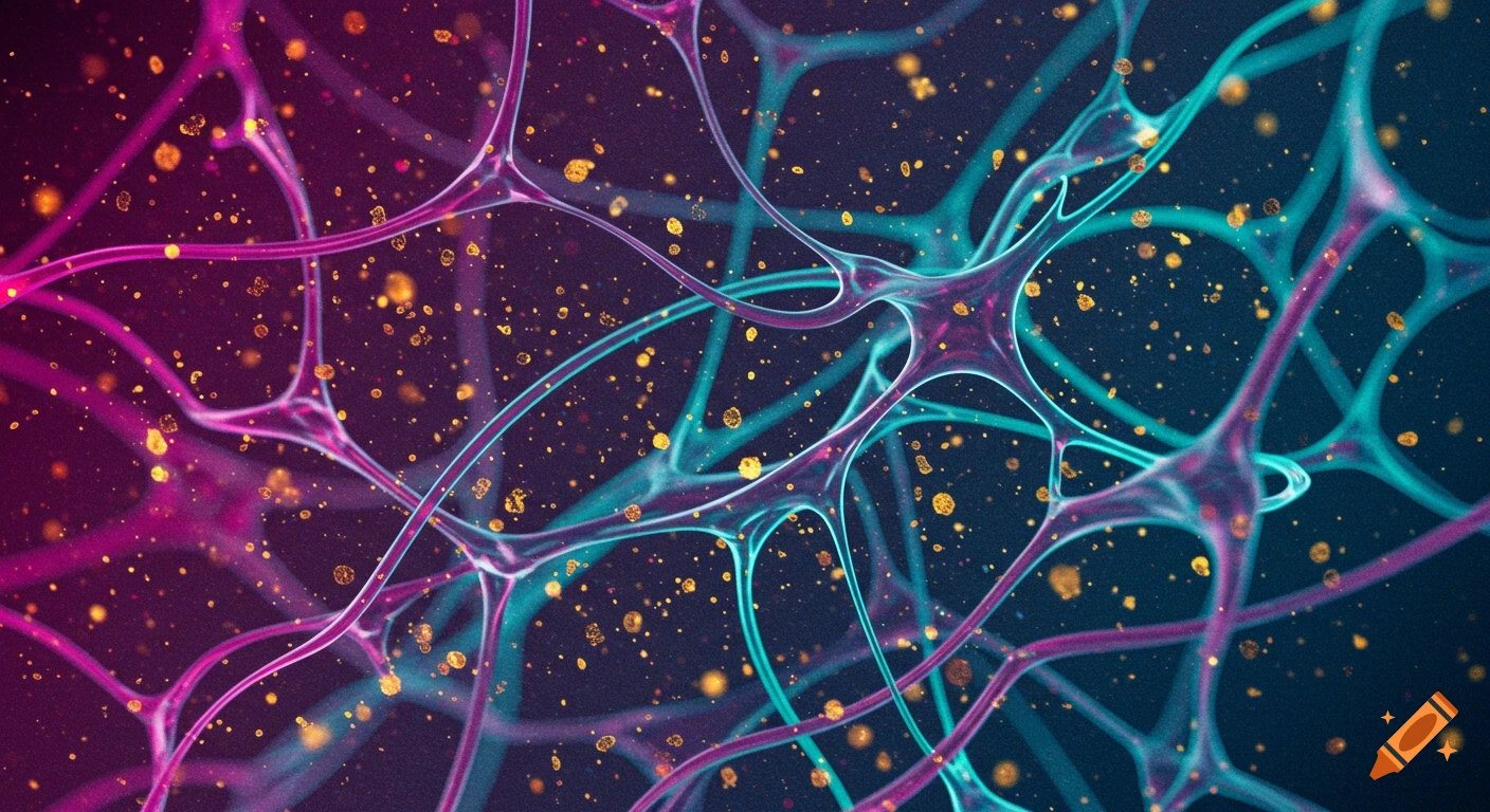 Abstract neural network with glowing lines and particles on Craiyon
