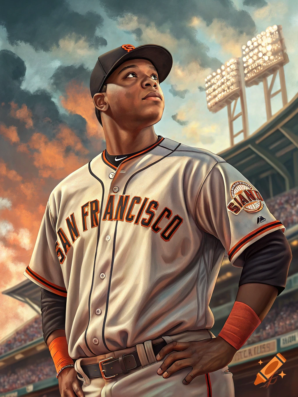 Illustration of a baseball player in a San Francisco Giants uniform ...