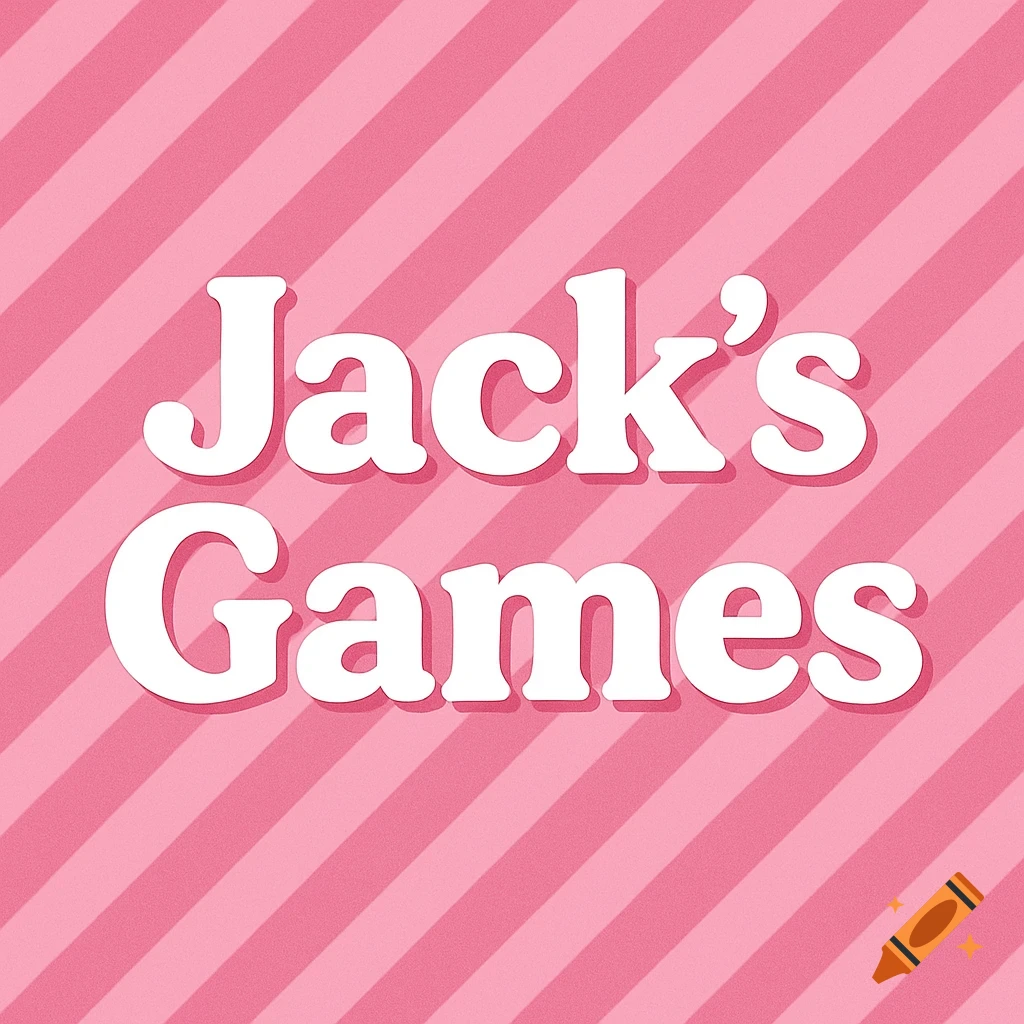 White text 'Jack's Games' on a pink and white striped background. on ...