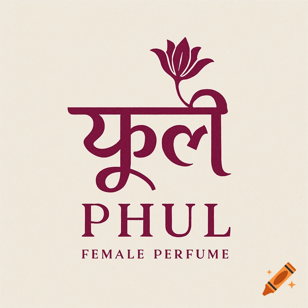 Logo for a perfume brand featuring text in English and a Bengali-style ...