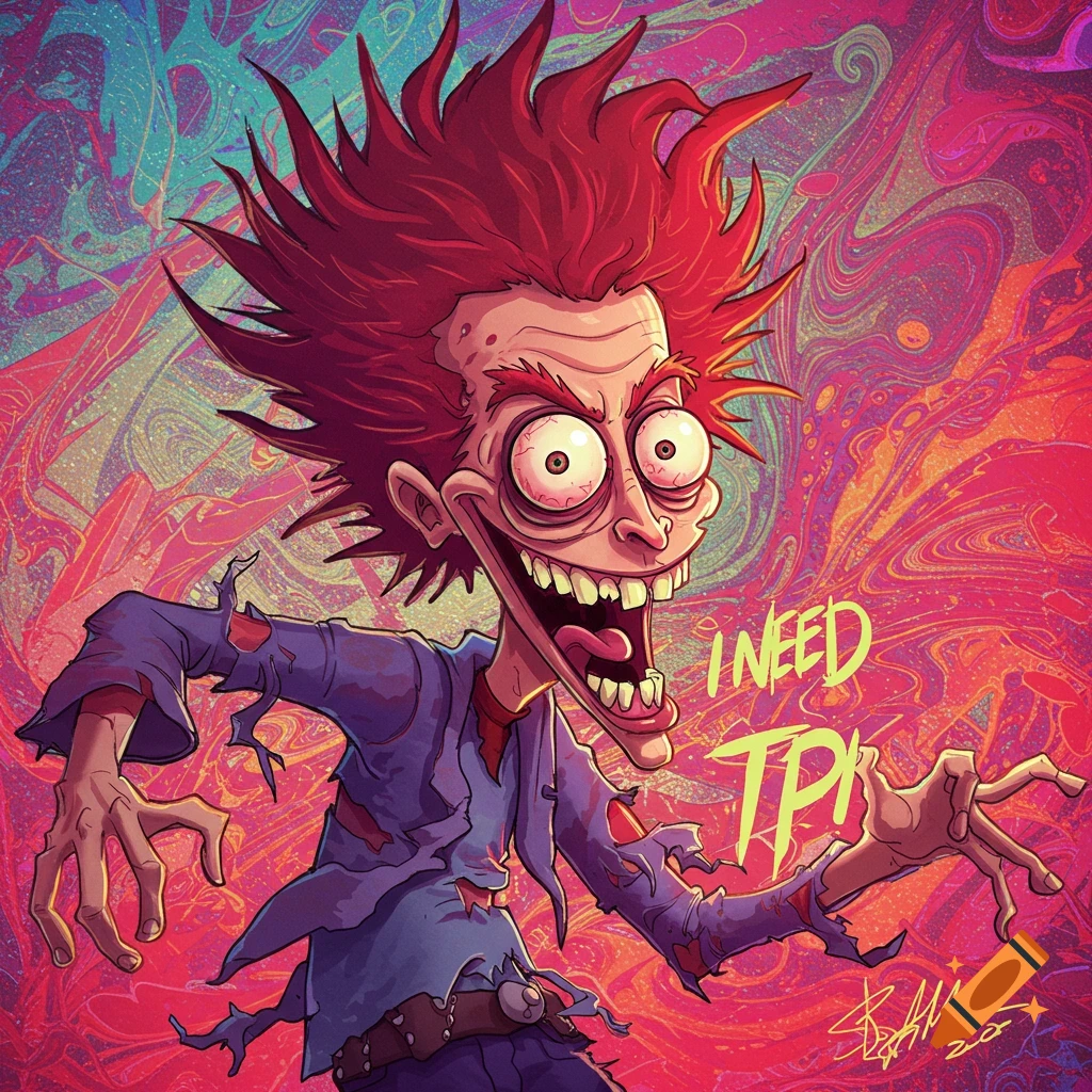 Cartoon character with wild red hair, wide eyes, and tattered clothes ...