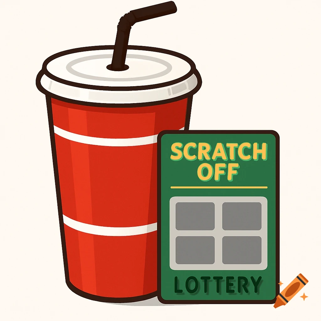 A cartoon illustration of a red soda cup with a straw and a green ...