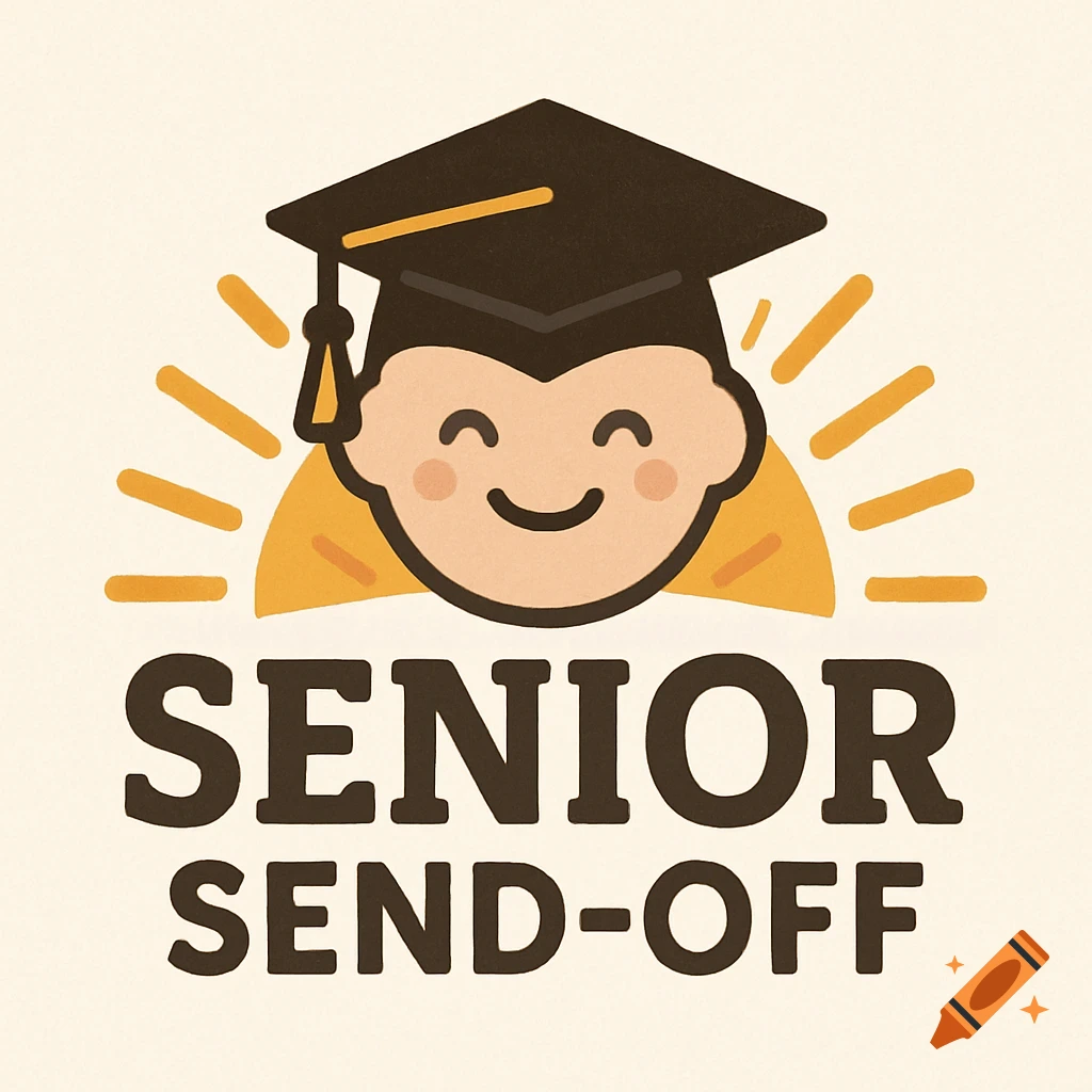 Logo for Senior Send-Off event featuring a smiling face in a graduation ...