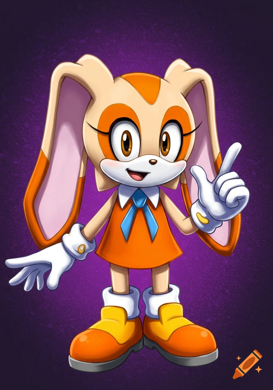 Cartoon drawing of Cream the Rabbit from Sonic the Hedgehog standing ...