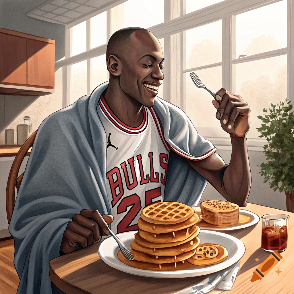 Illustration of a man resembling Michael Jordan in a Bulls jersey ...