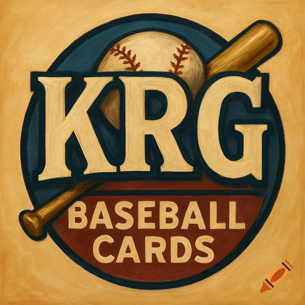 A logo for KRG Baseball Cards featuring a baseball and crossed bats. on ...