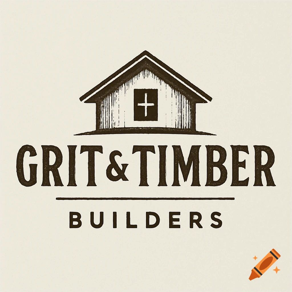 Logo for Grit & Timber Builders featuring a simple house icon. on Craiyon