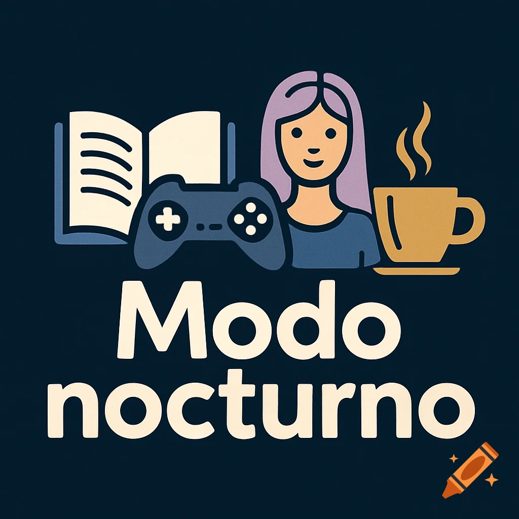 Stylized logo with icons of a book, game controller, person, coffee cup ...