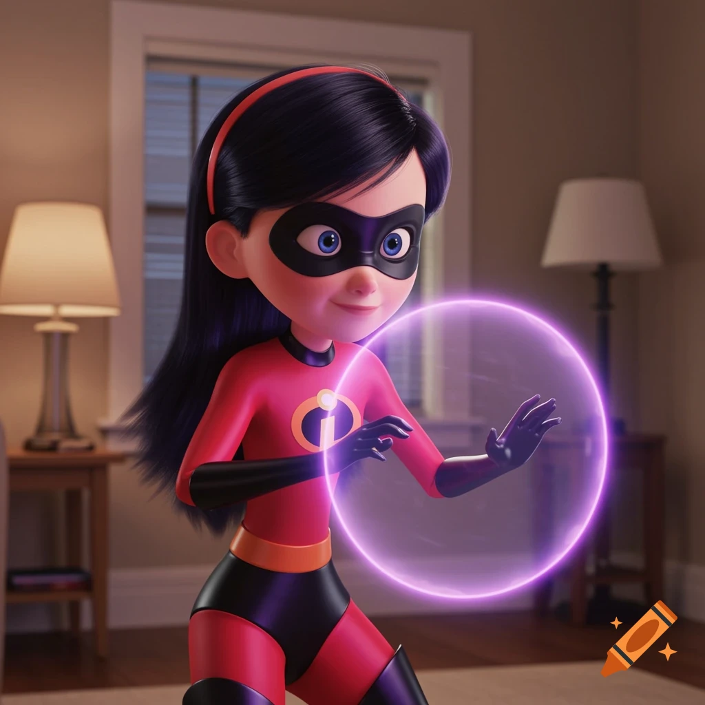 Violet from The Incredibles in her superhero suit creating a force ...