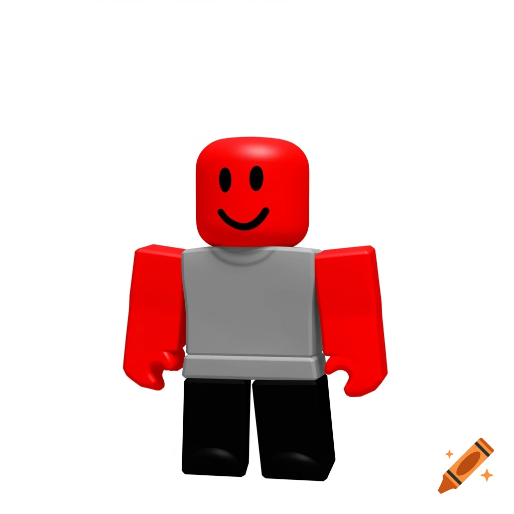 Roblox character with red head and arms, grey torso, and black legs on ...