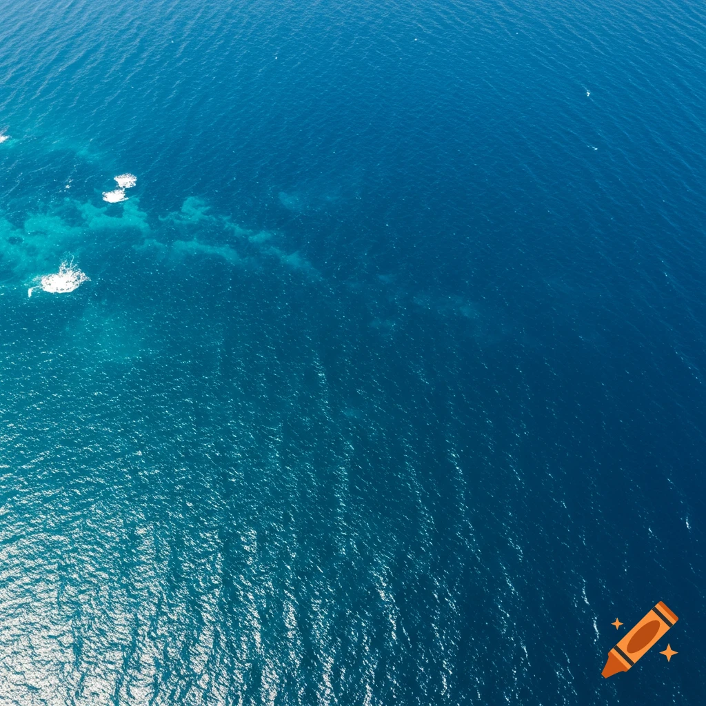 Aerial view looking straight down at blue ocean water with waves. on ...