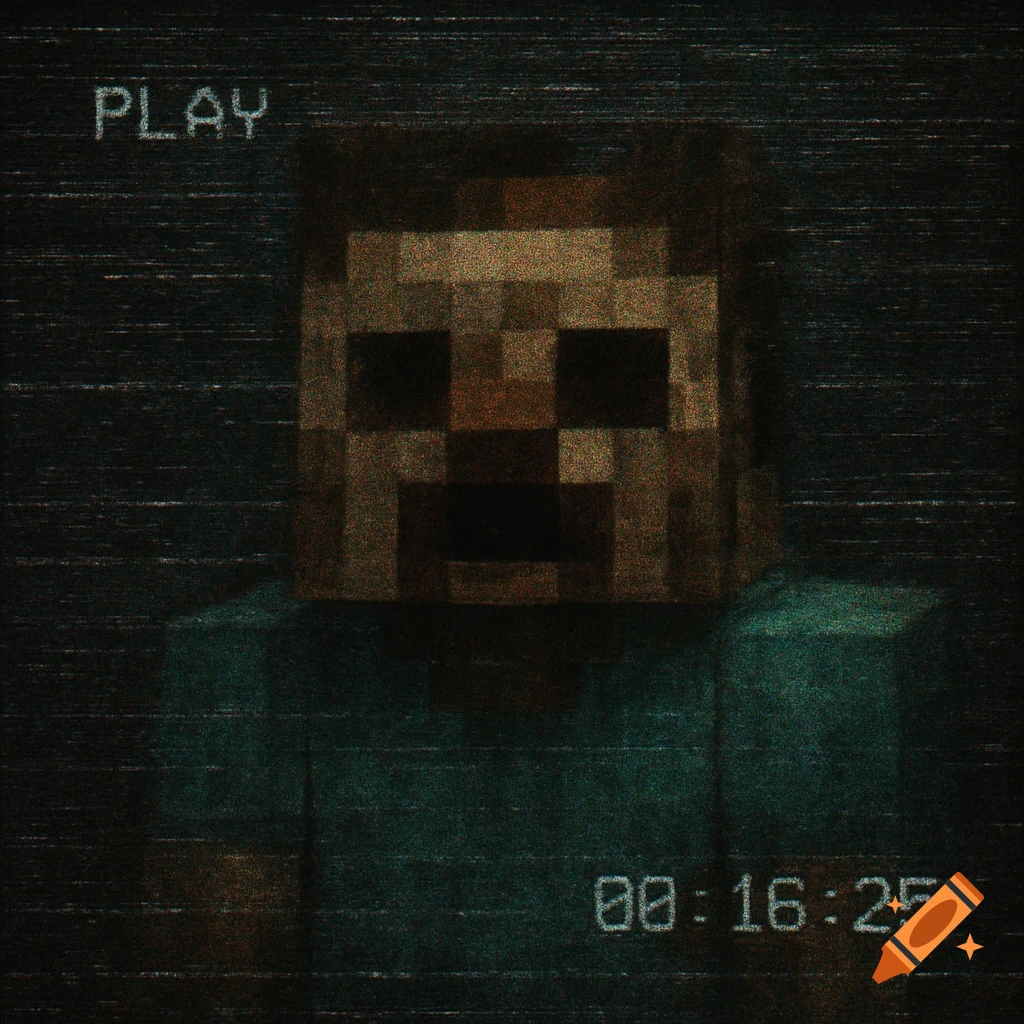 Close-up of a pixelated Minecraft character's face and torso with heavy ...