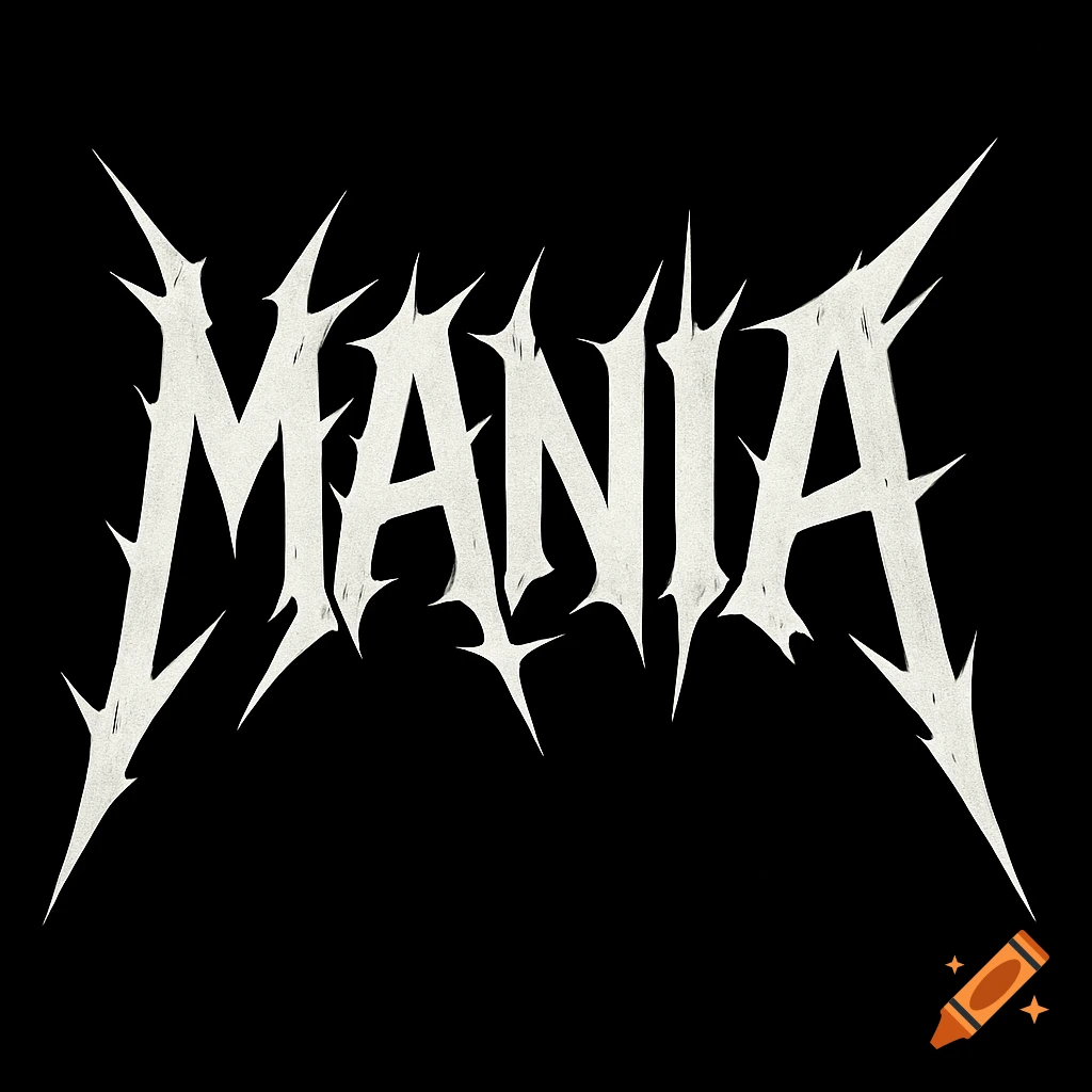 Thrash metal logo with the word MANIA in a spiky, aggressive font. on ...