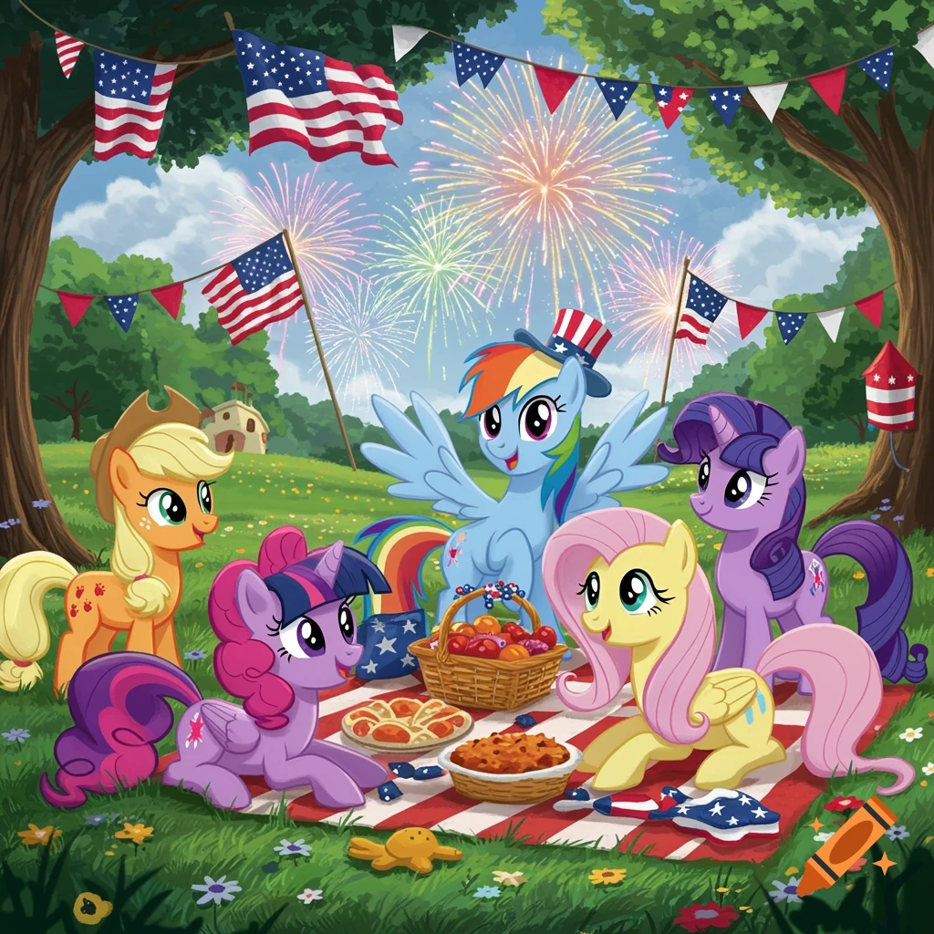 My Little Pony characters celebrate 4th of July with fireworks and a ...