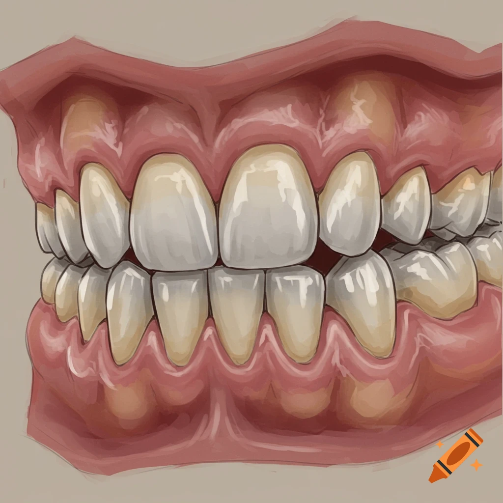 Rough sketch illustration of human teeth and gums. on Craiyon