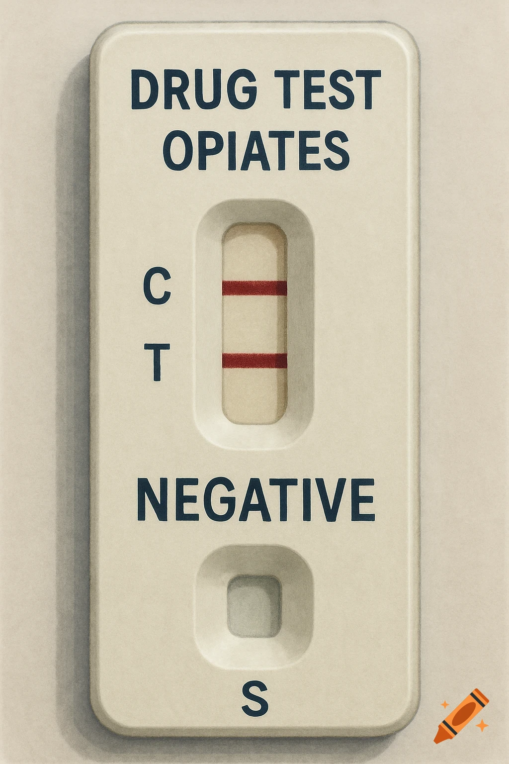 Close-up of a drug test strip for opiates showing a negative result ...