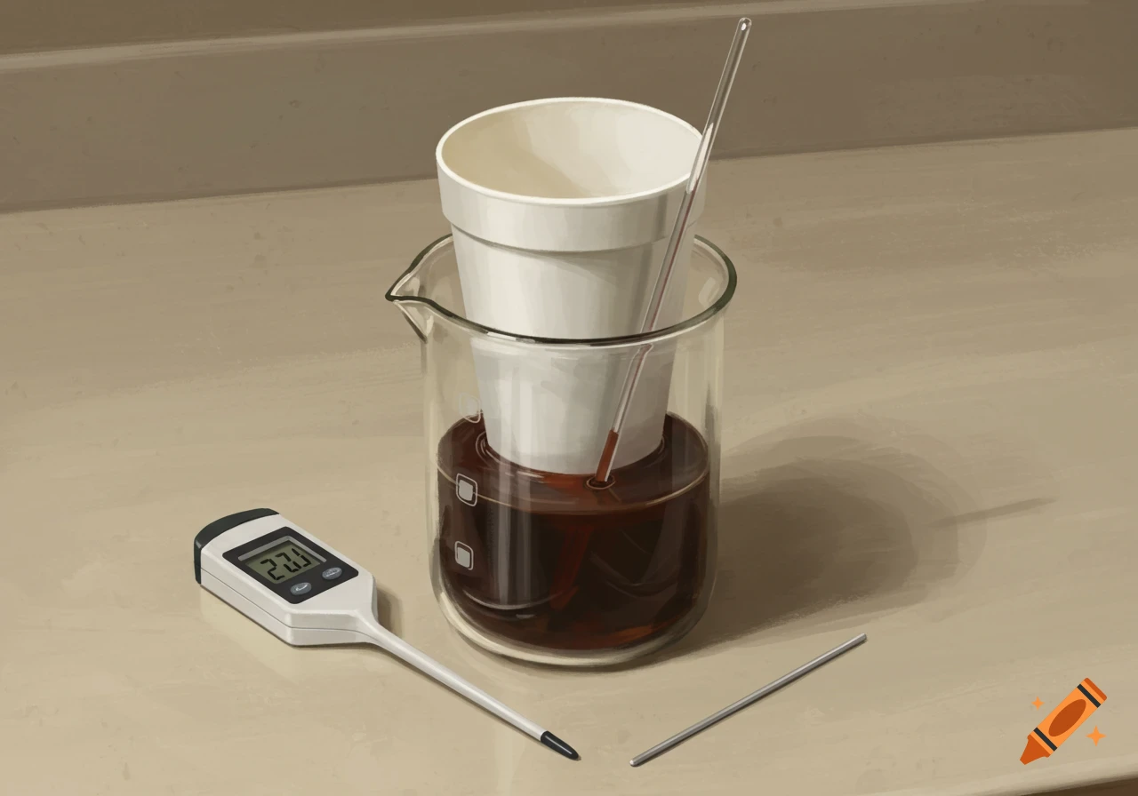 Illustration of a coffee cup calorimeter setup with a digital ...