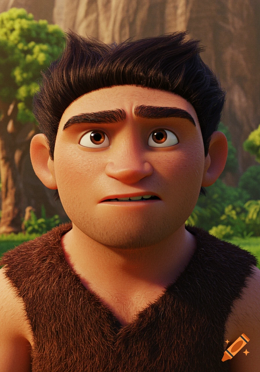 Animated close-up portrait of the character Grug from The Croods ...