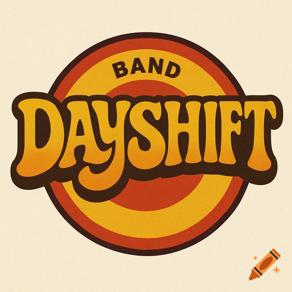 70s style band logo with DAYSHIFT text in a circular design on Craiyon