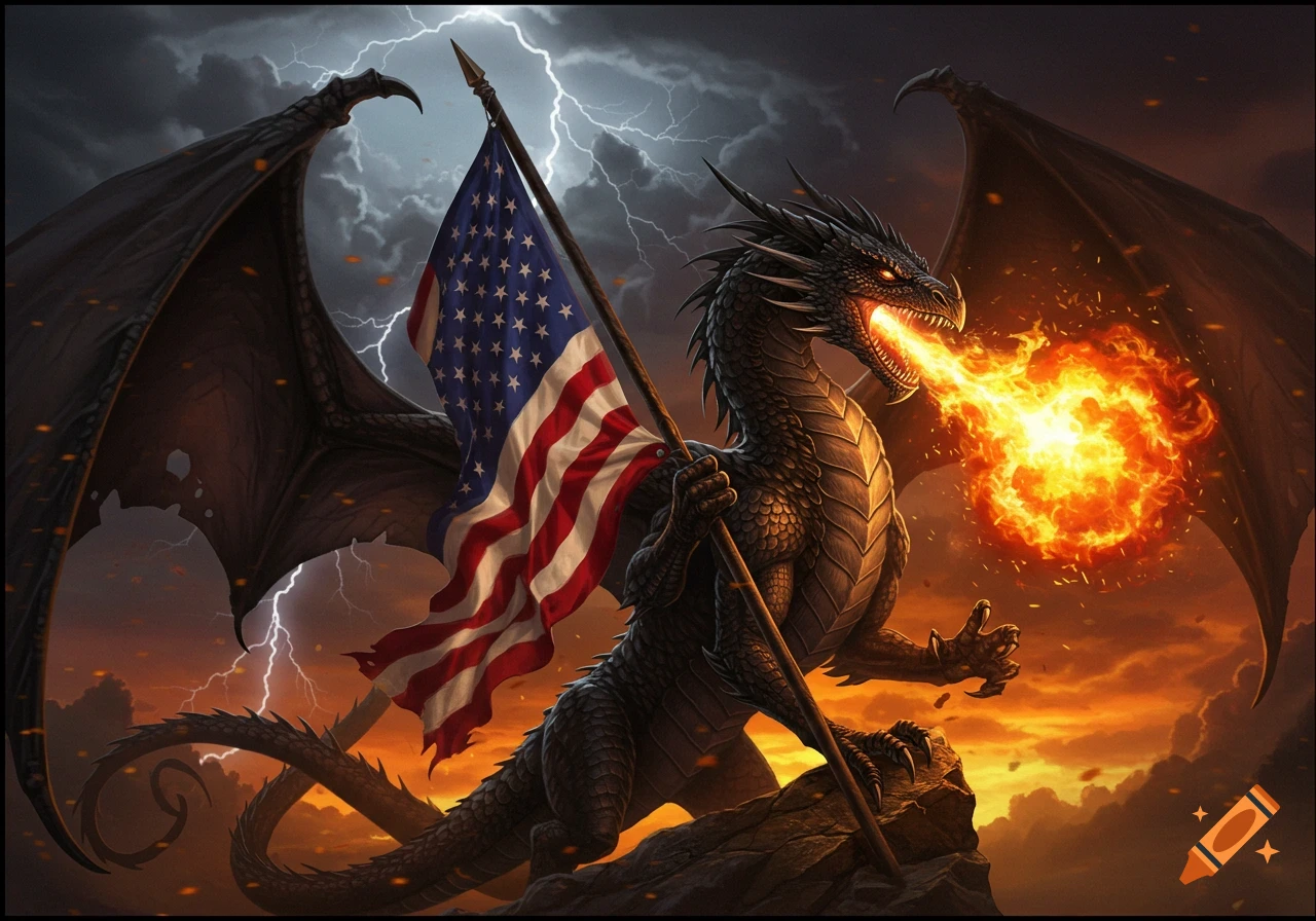 Black Dragons Breathing Fire