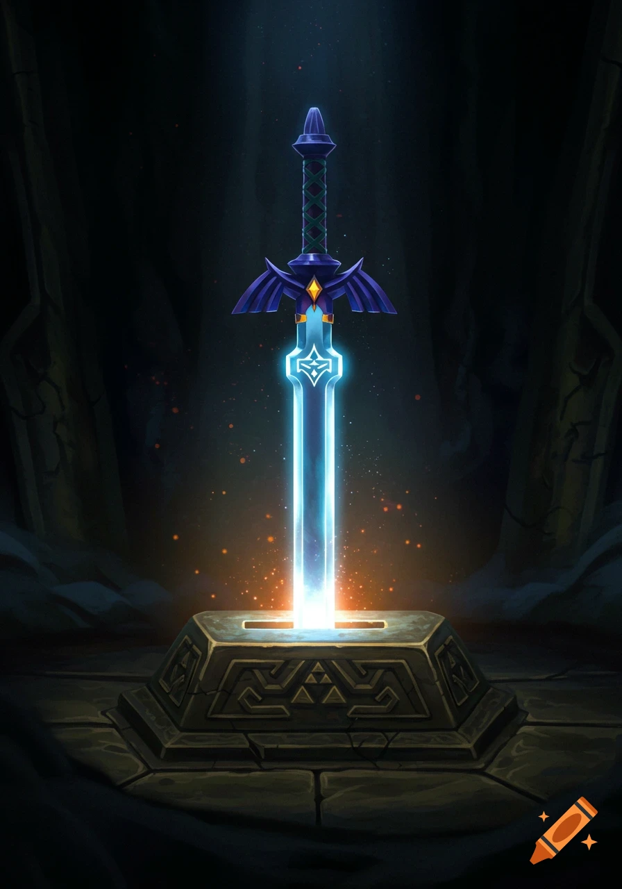 The glowing Master Sword from Legend of Zelda embedded in a stone ...