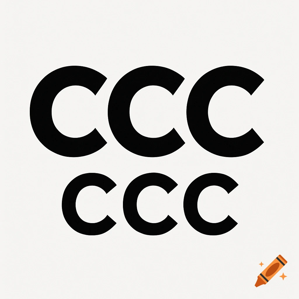 A minimalist logo featuring the black letters CCC repeated twice on a ...