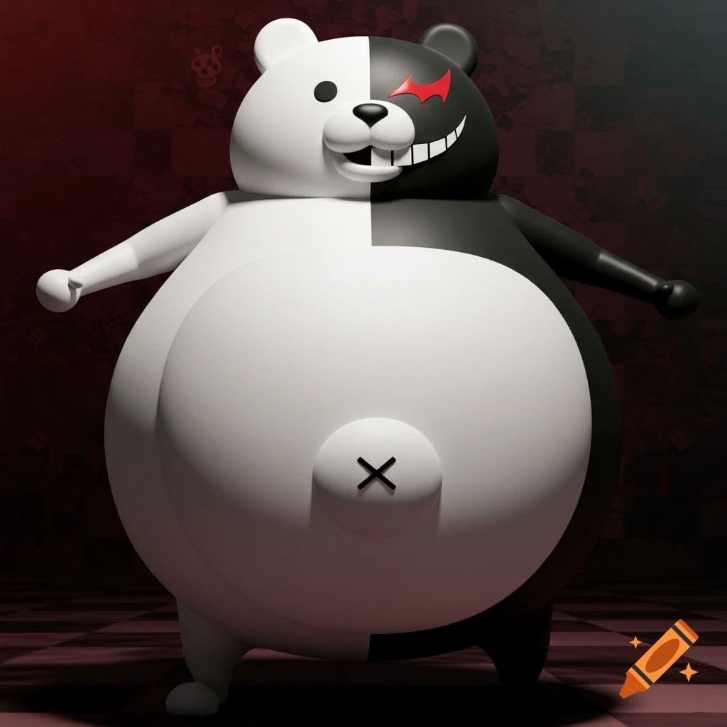 A black and white Monokuma bear from Danganronpa, with a large, round ...
