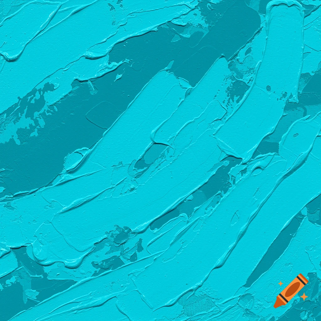 Close-up of bright cyan paint strokes creating an abstract textured ...