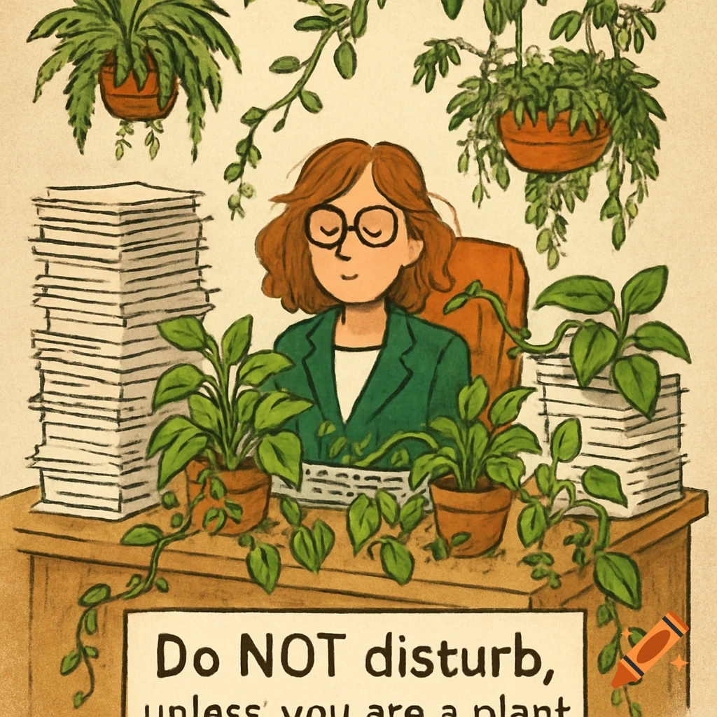 A whimsical cartoon illustration of a woman with red hair and glasses ...