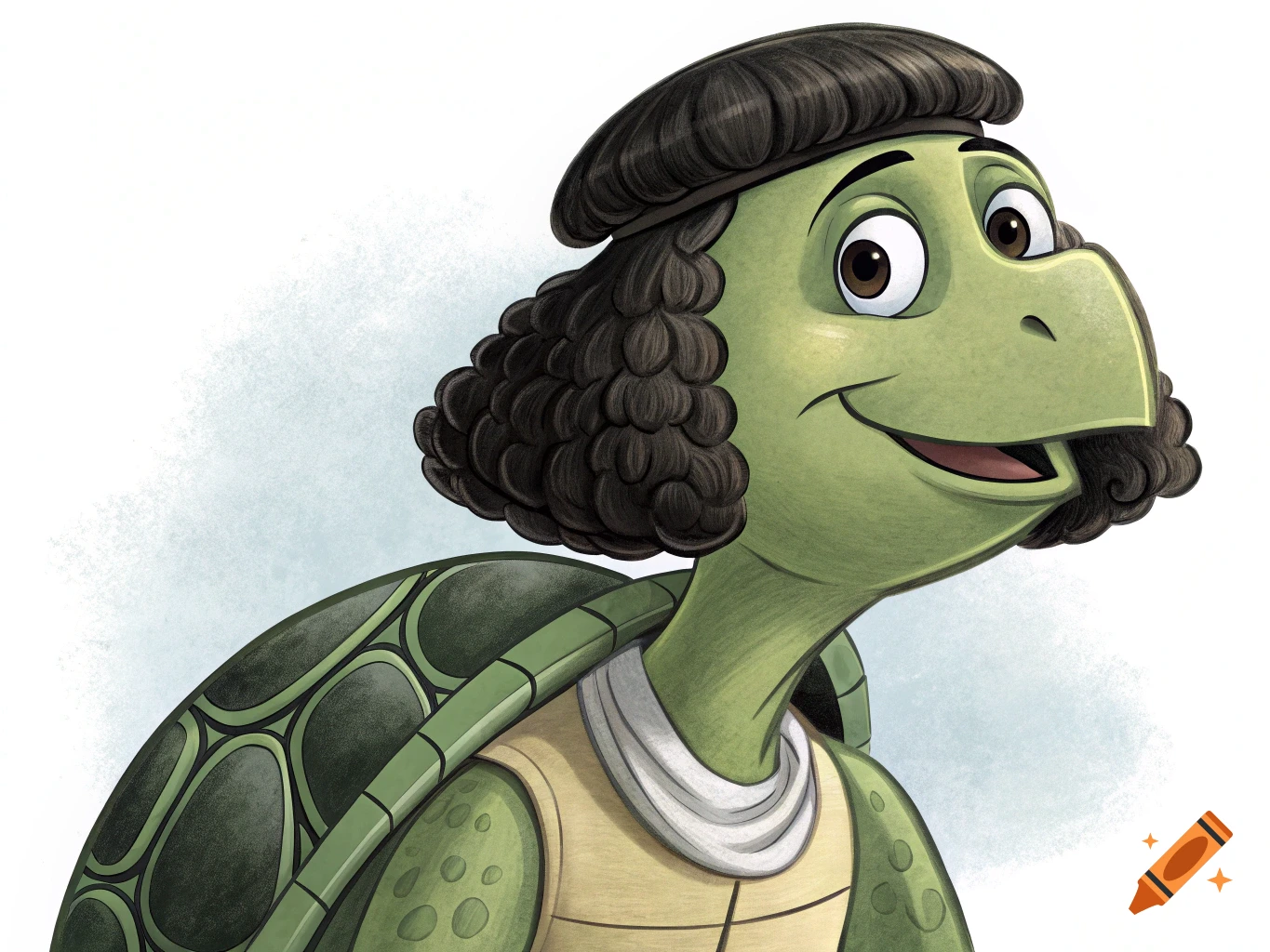 Cartoon illustration of Franklin the Turtle smiling, wearing a black ...