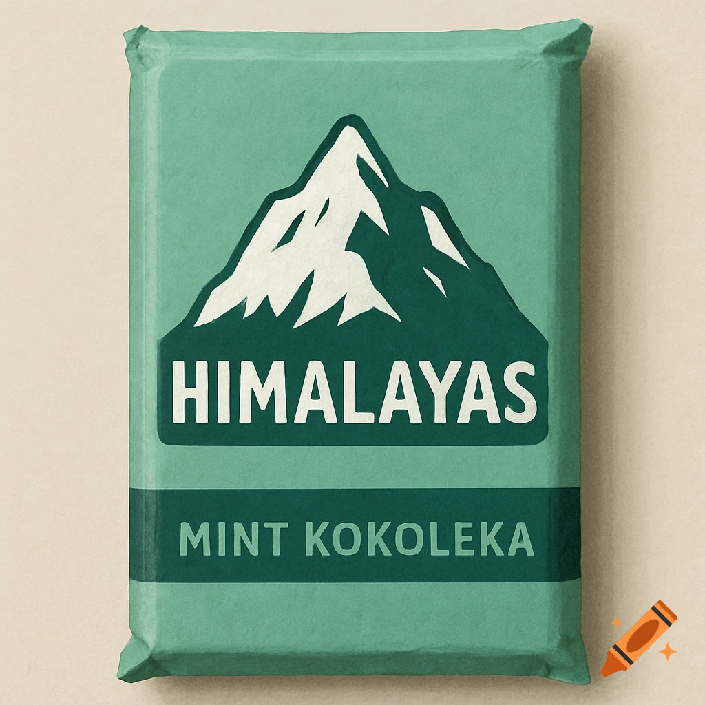 A mint green package wrapper for 'Himalayas Mint Kokoleka' with a white ...