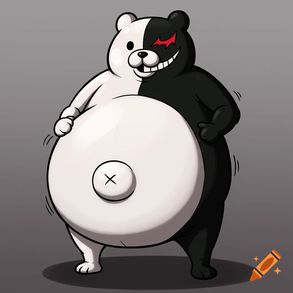 Monokuma, the black and white bear character from Danganronpa, proudly ...
