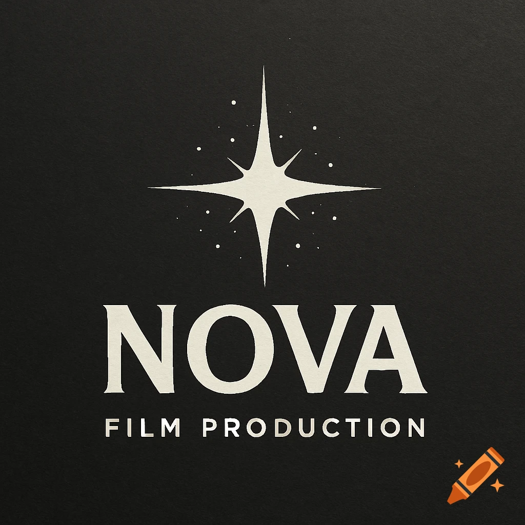 Black and off-white logo for Nova Film Production featuring a stylized star above the text 'NOVA ...