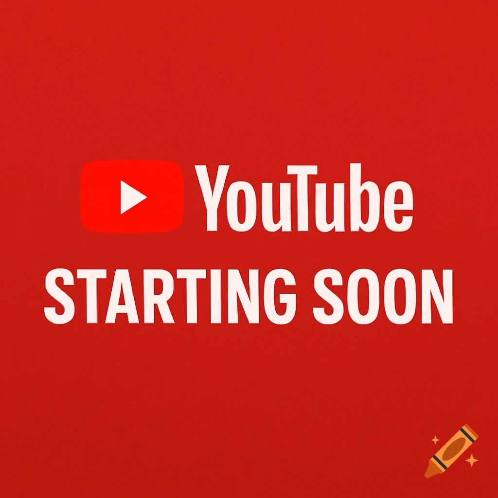 A red screen with the YouTube logo and the text YouTube STARTING SOON ...