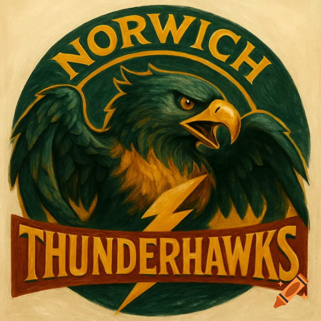 A stylized green and gold sports logo featuring an eagle with its mouth ...