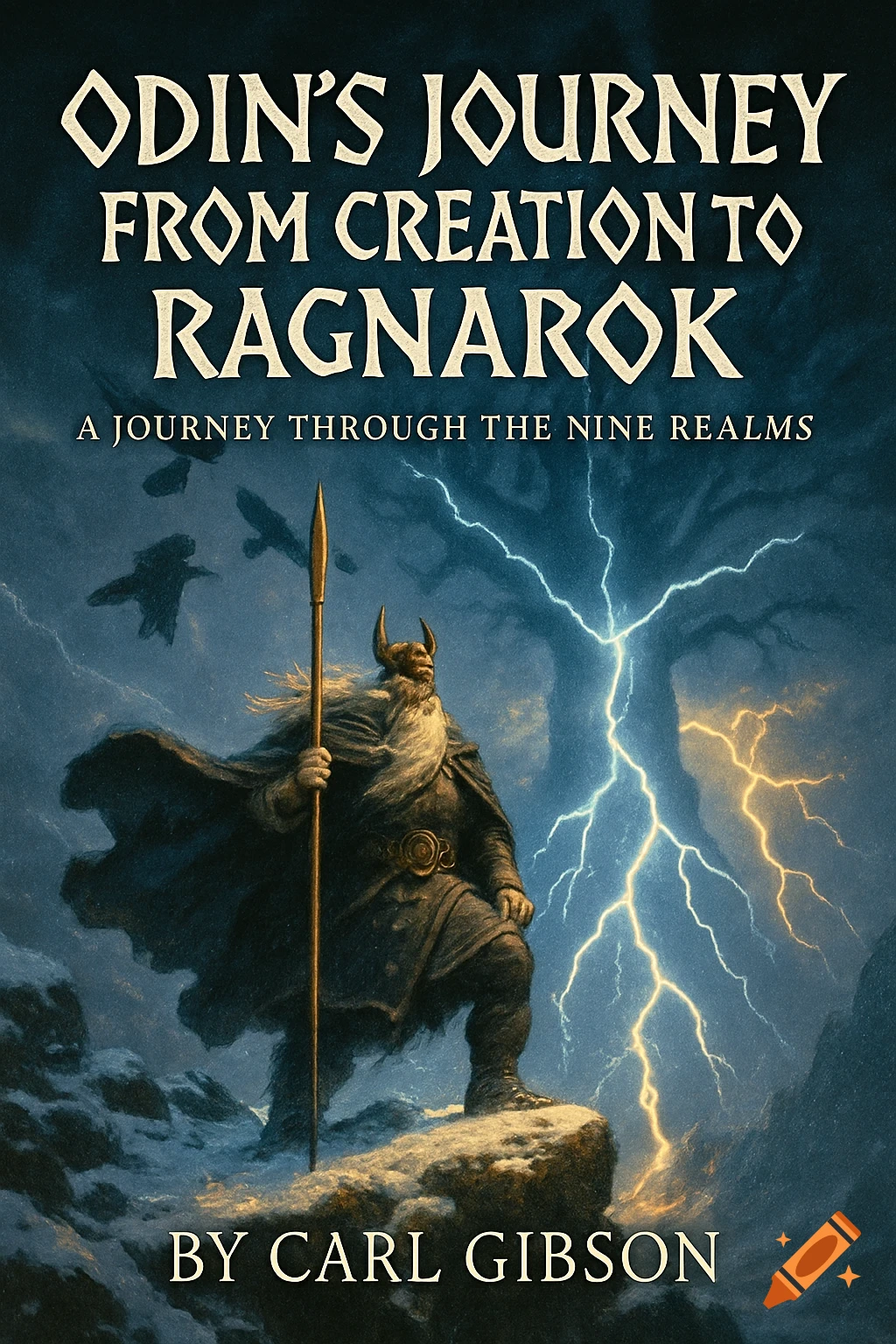 Book cover for 'Odin's Journey From Creation To Ragnarok' featuring ...